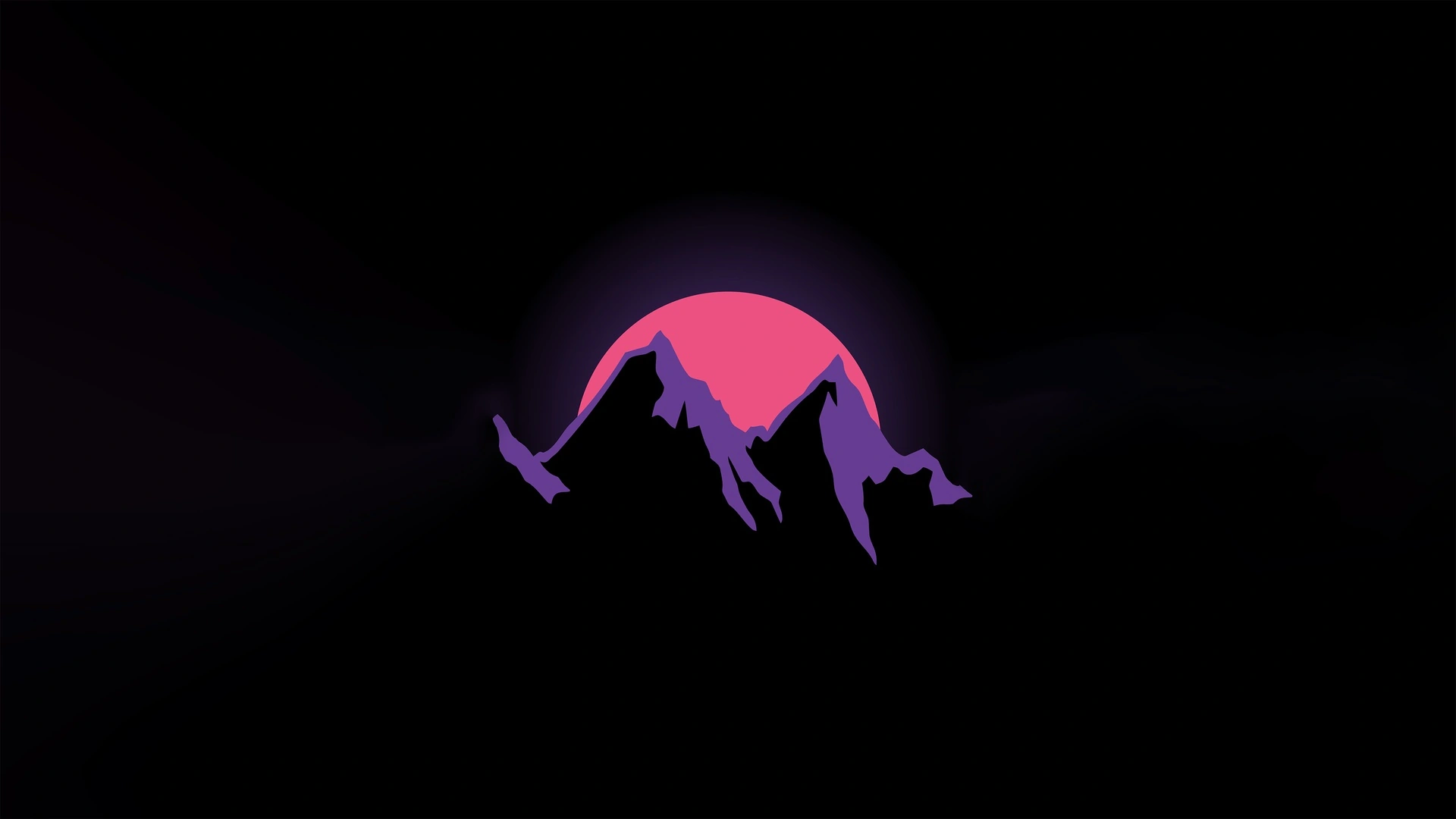 Purple Mountains Under Pink Sun Minimal Art UHD Wallpaper | Aesthetic ...