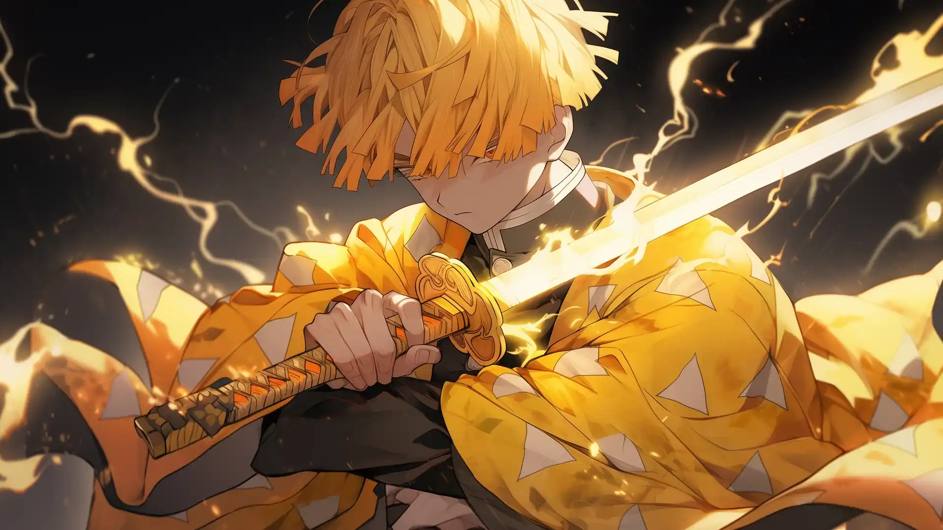 Zenitsu Agatsuma Thunder Breathing UHD Wallpaper | Lightning Blade ...